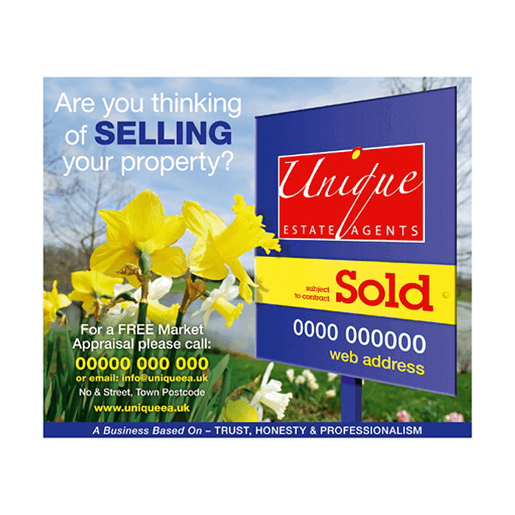 Spring themed estate agents marketing leaflets