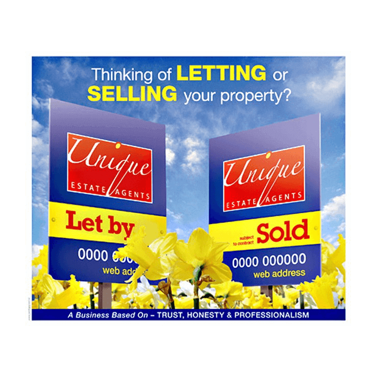 Spring themed estate agents marketing leaflets