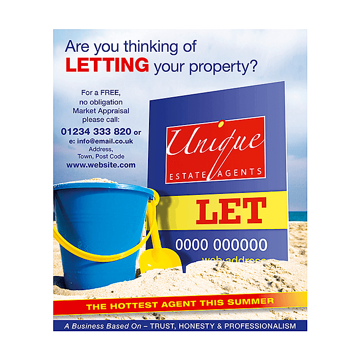 Summer themed leaflets and flyers for estate agents